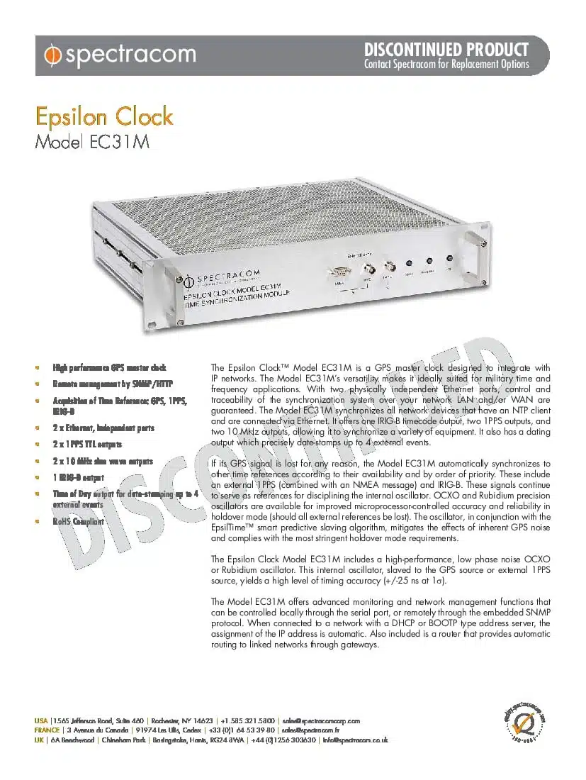 EC31M Dual Channel Epsilon Clock Datasheet - Safran - Navigation & Timing