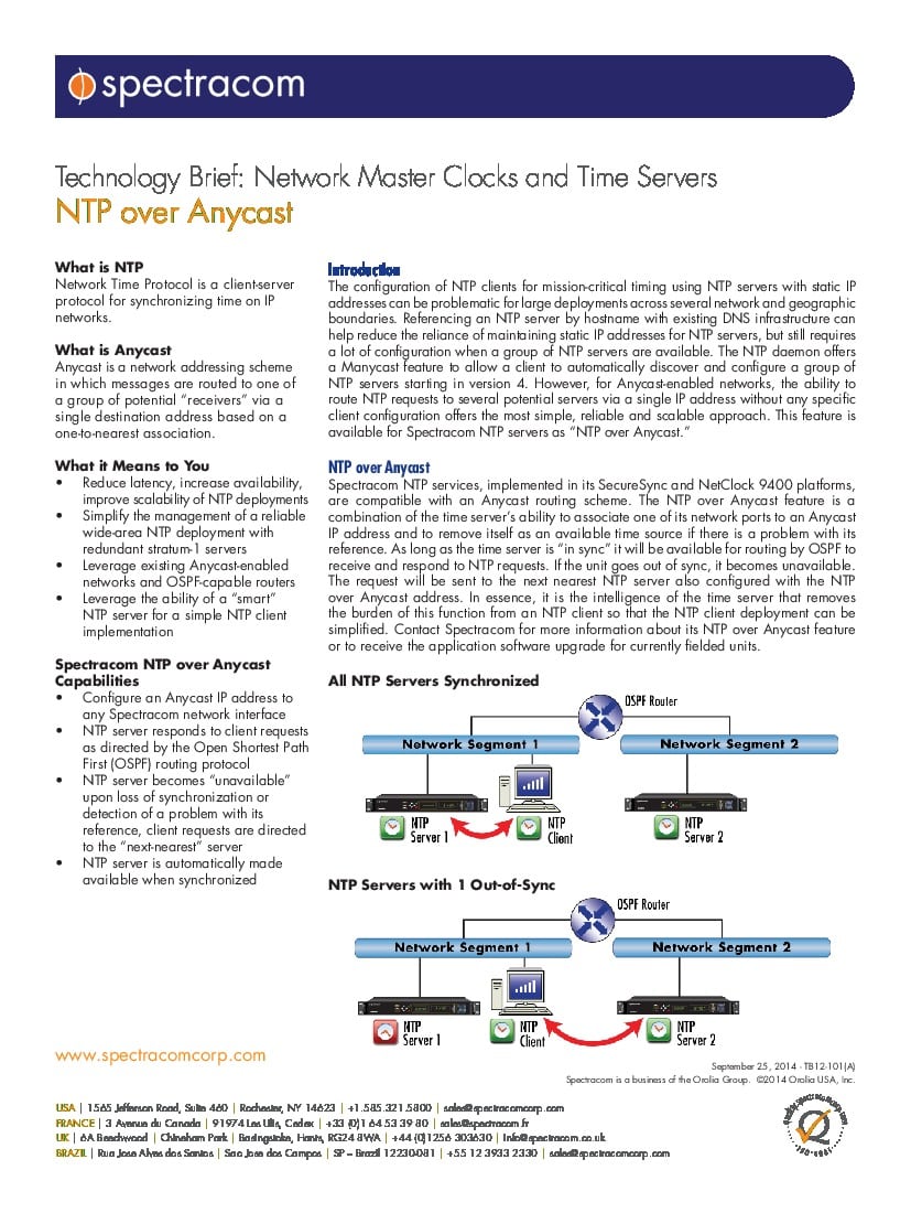 Ntp Over Anycast Documentation Safran Navigation And Timing