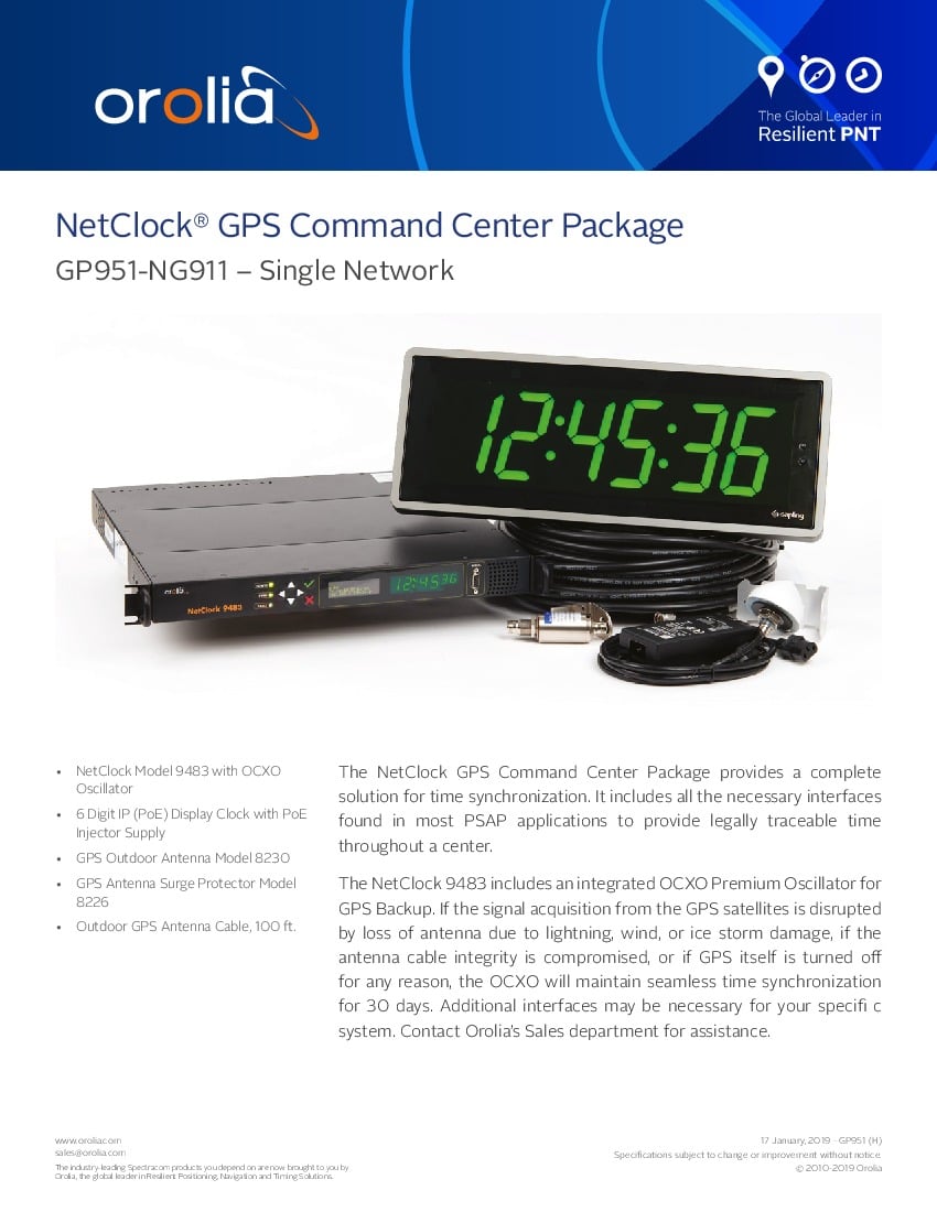 NetClock GPS Command Center Package GP951-NG911 for a Single Network ...