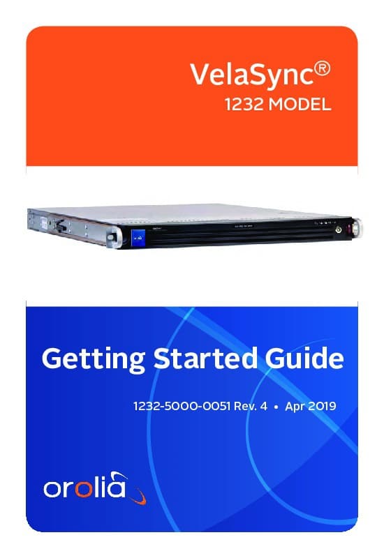 Quick Reference Guide, VelaSync High Speed Enterprise Time Server - Safran - Navigation & Timing