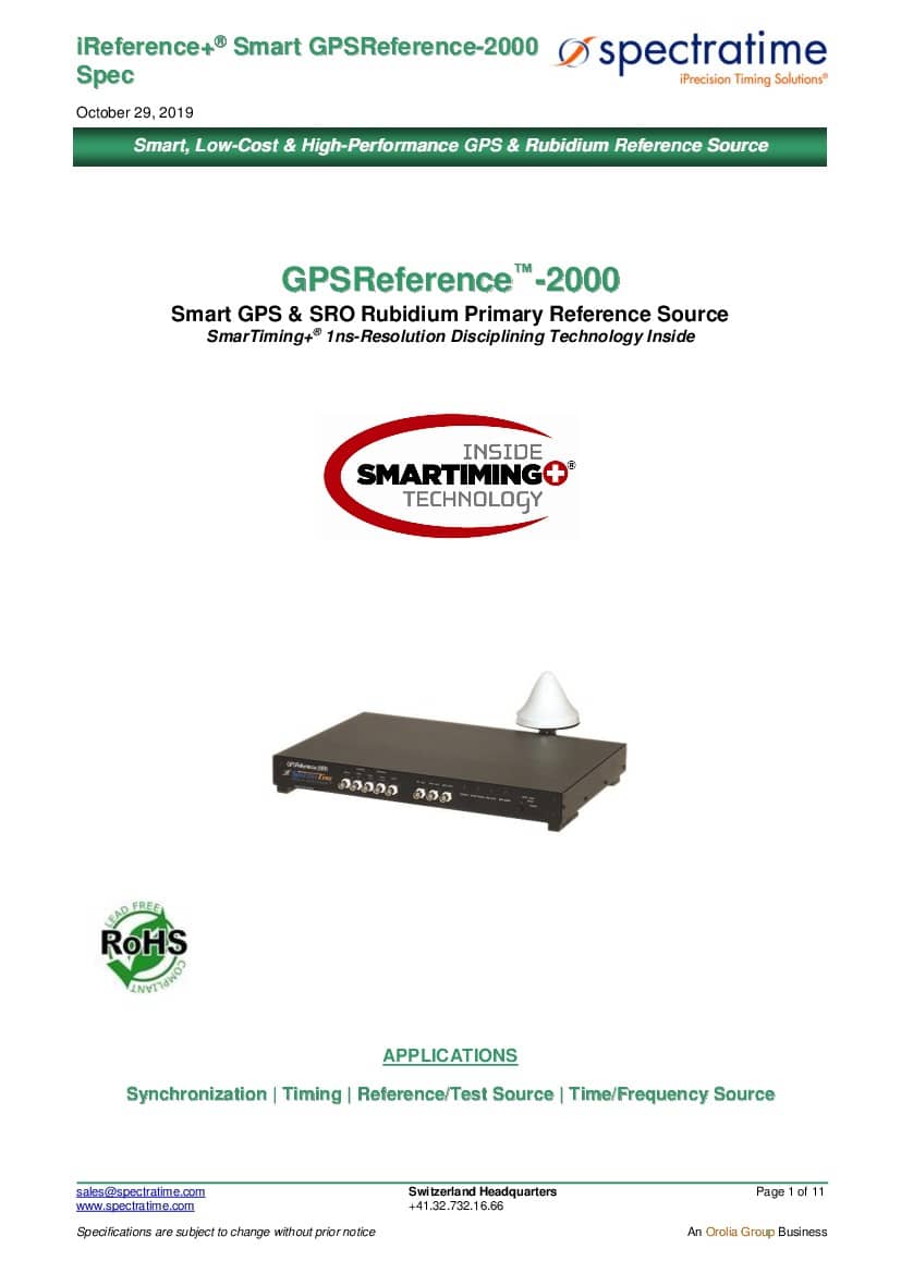 iReference+ Smart GPSReference-2000 Spec - Safran - Navigation & Timing