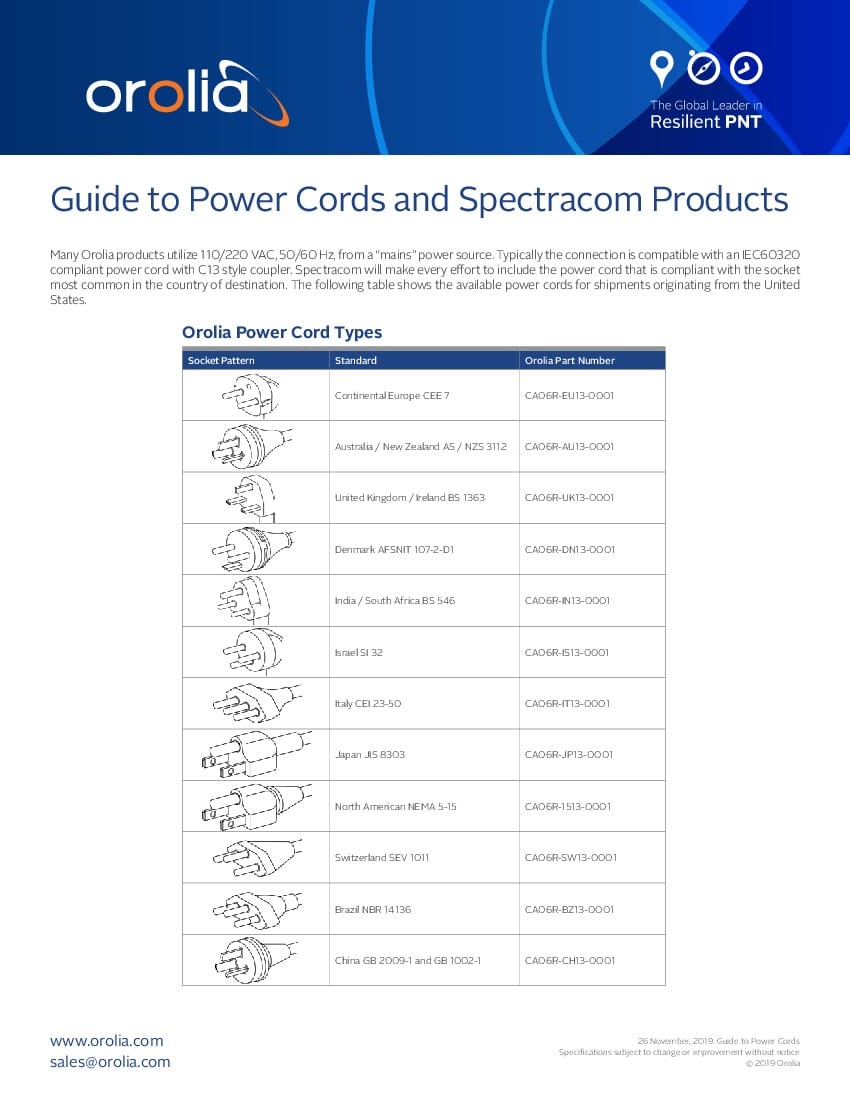 Guide to Power Cords - Safran - Navigation & Timing