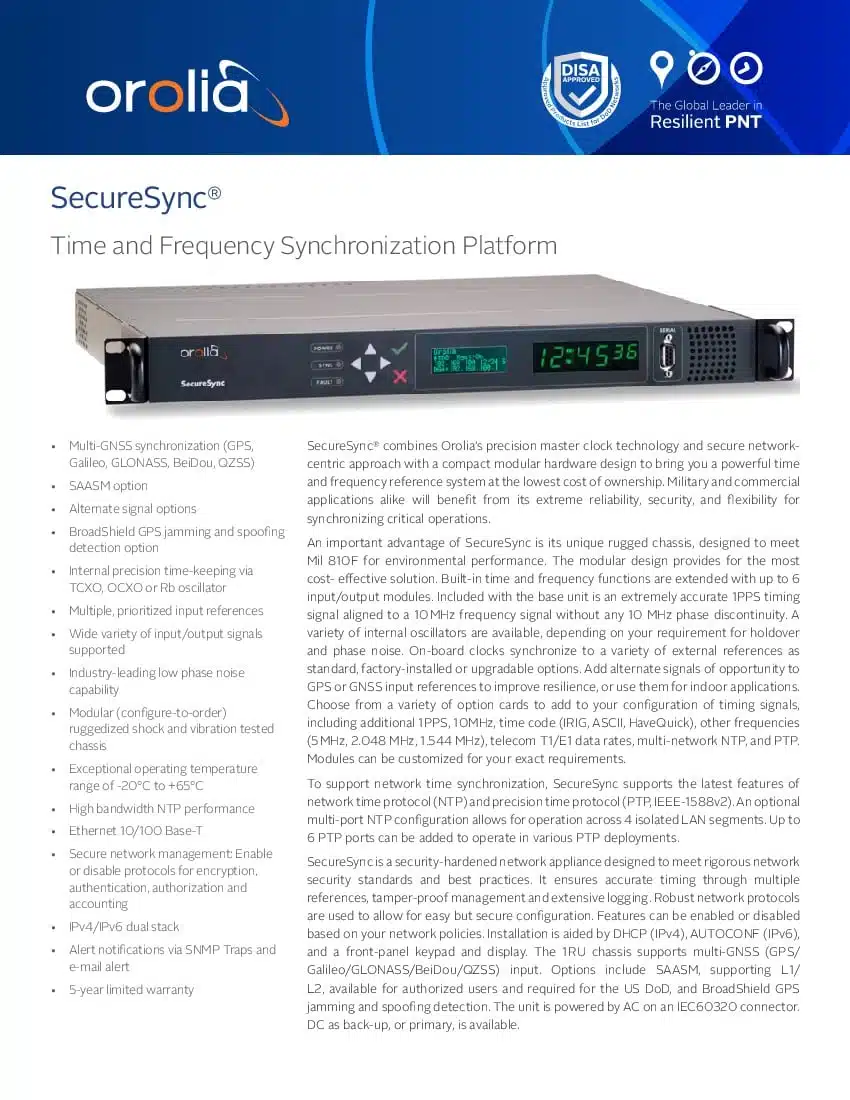 SecureSync 1200 Datasheet - Safran - Navigation & Timing