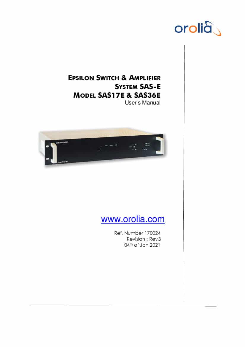 User's Manual, Epsilon Switch & Amplifier System E (SAS17E & SAS36E ...